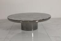 China Brushed Stainless Steel Round Coffee Table with Natural Marble Top 80cm for sale