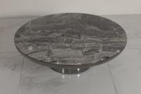 China Brushed Stainless Steel Round Coffee Table with Natural Marble Top 80cm for sale