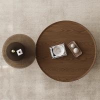 China Walnut Veneer Round Coffee Table 900mm Natural Wood Top Solid Wood Legs for Living Room Hotel for sale