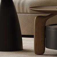 China Walnut Veneer Round Coffee Table 900mm Natural Wood Top Solid Wood Legs for Living Room Hotel for sale