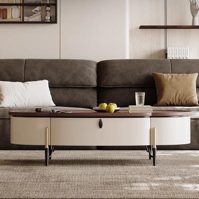 China Walnut Veneer Oval Coffee Table 1300x650mm Natural Wood Top Metal Legs Living Room Hotel for sale