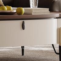 China Walnut Veneer Oval Coffee Table 1300x650mm Natural Wood Top Metal Legs Living Room Hotel for sale