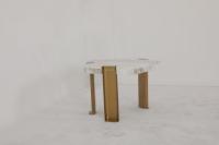 China Natural Marble Top End Table Stainless Steel Brass Finish Base 45cm Height for sale