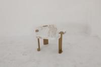 China Natural Marble Top End Table Stainless Steel Brass Finish Base 45cm Height for sale