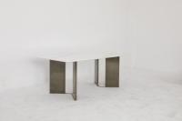 China Customizable Marble Top Dining Table with Stainless Steel Base 2pcs MOQ for sale