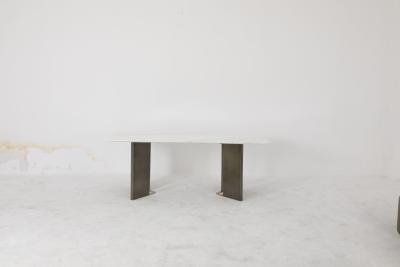 China Customizable Marble Top Dining Table with Stainless Steel Base 2pcs MOQ for sale