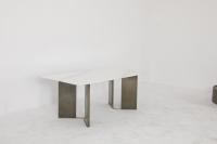 China Customizable Marble Top Dining Table with Stainless Steel Base 2pcs MOQ for sale