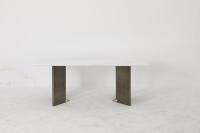 China Customizable Marble Top Dining Table with Stainless Steel Base 2pcs MOQ for sale