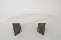 China Customizable Marble Top Dining Table with Stainless Steel Base 2pcs MOQ for sale