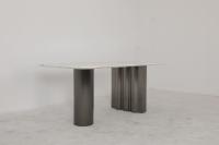 China Modern Dining Table with Natural Marble Top and Stainless Steel Base 180cm for sale
