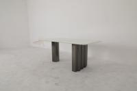 China Modern Dining Table with Natural Marble Top and Stainless Steel Base 180cm for sale