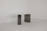 China Modern Dining Table with Natural Marble Top and Stainless Steel Base 180cm for sale