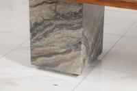 China Ceramic Wood Glass Top Dining Table with Marble Base for sale