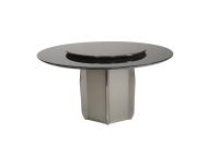 China Customizable Solid Wood Dining Table with Glass Top Round Table for Home Use for sale