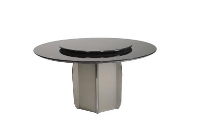 China Customizable Solid Wood Dining Table with Glass Top Round Table for Home Use for sale