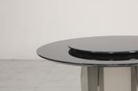 China Customizable Solid Wood Dining Table with Glass Top Round Table for Home Use for sale