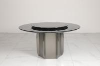China Customizable Solid Wood Dining Table with Glass Top Round Table for Home Use for sale