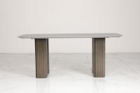 China Customized Ceramic Top Dining Table With Stainless Steel Base Bronze Finish for sale