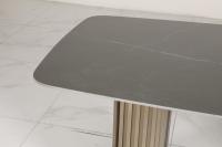 China Customized Ceramic Top Dining Table With Stainless Steel Base Bronze Finish for sale