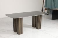China Customized Ceramic Top Dining Table With Stainless Steel Base Bronze Finish for sale