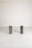 China Customizable Marble Dining Table with Stainless Steel Base 4 Seats for sale