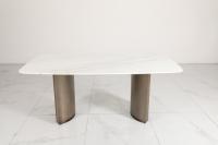 China Customizable Marble Dining Table with Stainless Steel Base 4 Seats for sale