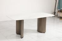 China Customizable Marble Dining Table with Stainless Steel Base 4 Seats for sale