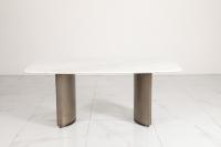 China Customizable Marble Dining Table with Stainless Steel Base 4 Seats for sale