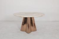 China Modern Marble Top Round Dining Table With Rose Gold Base for sale