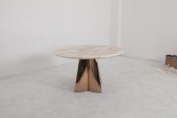 China Modern Marble Top Round Dining Table With Rose Gold Base for sale