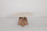 China Modern Marble Top Round Dining Table With Rose Gold Base for sale