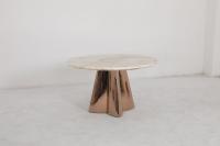 China Modern Marble Top Round Dining Table With Rose Gold Base for sale