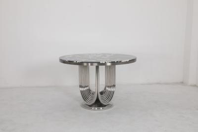 China Customized Stainless Steel Frame Natural Marble Top Dining Table For Home Use for sale
