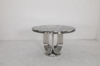 China Customized Stainless Steel Frame Natural Marble Top Dining Table For Home Use for sale