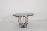 China Customized Stainless Steel Frame Natural Marble Top Dining Table For Home Use for sale