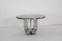 China Customized Stainless Steel Frame Natural Marble Top Dining Table For Home Use for sale