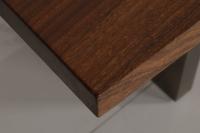 China Contemporary Wood Top Dining Table with Stainless Steel Base Bronze Finish Customizable for sale