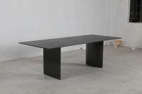 China Modern Rectangle Dining Table With Customizable Top And Stainless Steel Base for sale