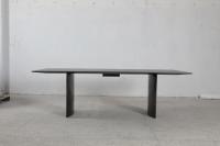 China Modern Rectangle Dining Table With Customizable Top And Stainless Steel Base for sale
