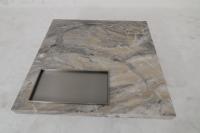 China Natural Marble Top Square Coffee Table with Matte Black Legs 80cm Home Use for sale