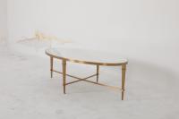 China Matte Brushed Gold Stainless Steel Coffee Table with Natural Marble Top 80cm for sale