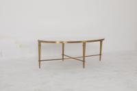 China Matte Brushed Gold Stainless Steel Coffee Table with Natural Marble Top 80cm for sale