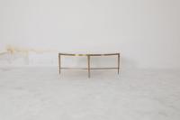 China Matte Brushed Gold Stainless Steel Coffee Table with Natural Marble Top 80cm for sale