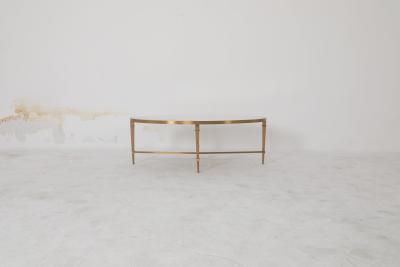 China Matte Brushed Gold Stainless Steel Coffee Table with Natural Marble Top 80cm for sale