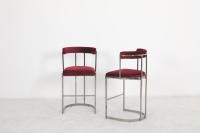 China Modern Fabric Dining Chair 1 Seater with Silver or Bronze Studs Rubberwood Legs for sale
