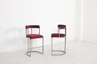 China Modern Fabric Dining Chair 1 Seater with Silver or Bronze Studs Rubberwood Legs for sale
