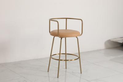 China Stainless Steel Bar Chair with Leather Seat High Backrest Custom Wood Color for sale