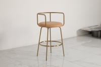 China Stainless Steel Bar Chair with Leather Seat High Backrest Custom Wood Color for sale