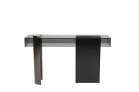 China Customized Size Entrance Console Table with Natural Finish Glass Top Stainless Steel Base for sale