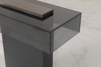 China Customized Size Entrance Console Table with Natural Finish Glass Top Stainless Steel Base for sale